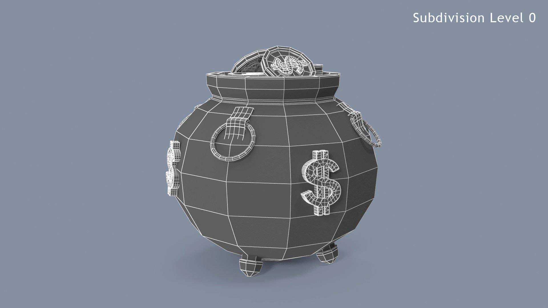 Pot Money Dollar Treasure Pot Full Cash Gold 3D Model - TurboSquid 1956008