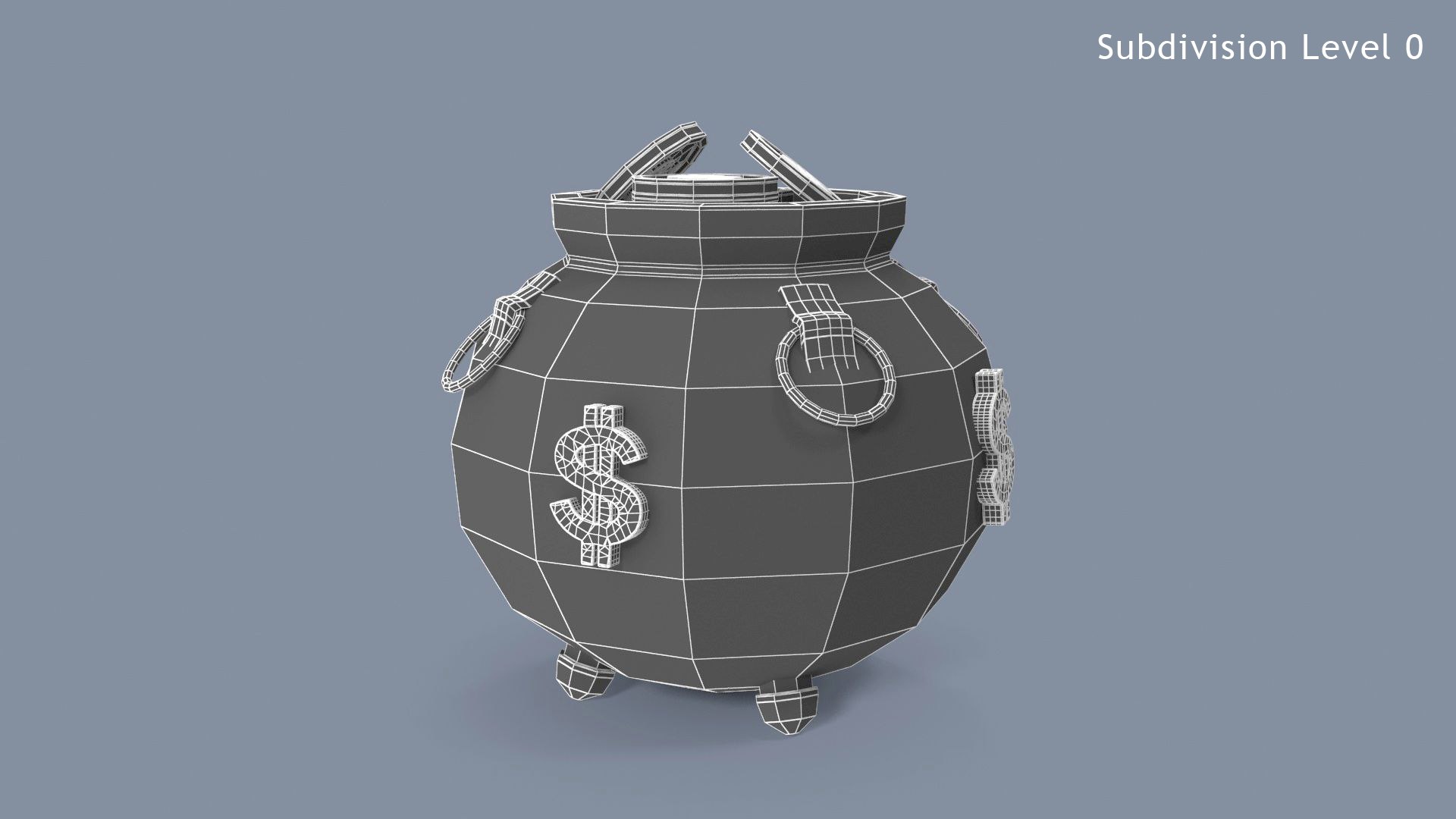 Pot Money Dollar Treasure Pot Full Cash Gold 3D Model - TurboSquid 1956008