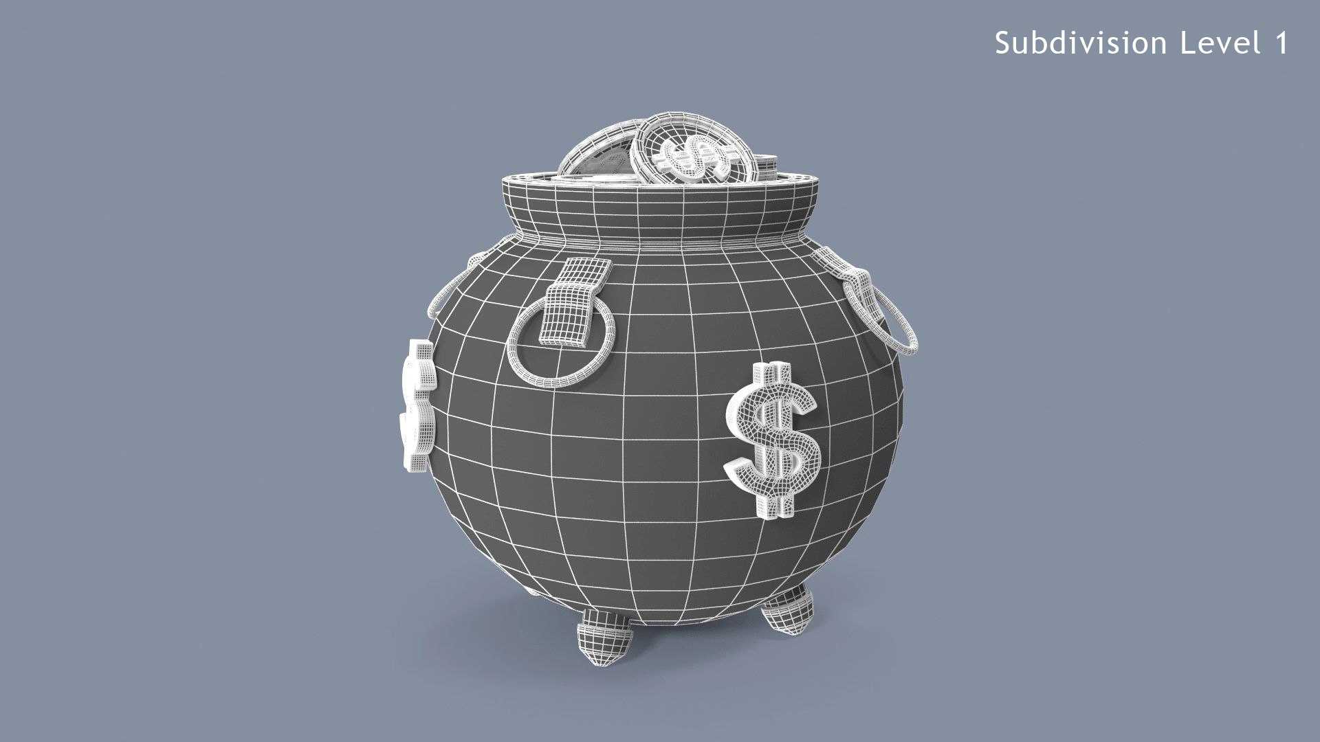 Pot Money Dollar Treasure Pot Full Cash Gold 3D Model - TurboSquid 1956008
