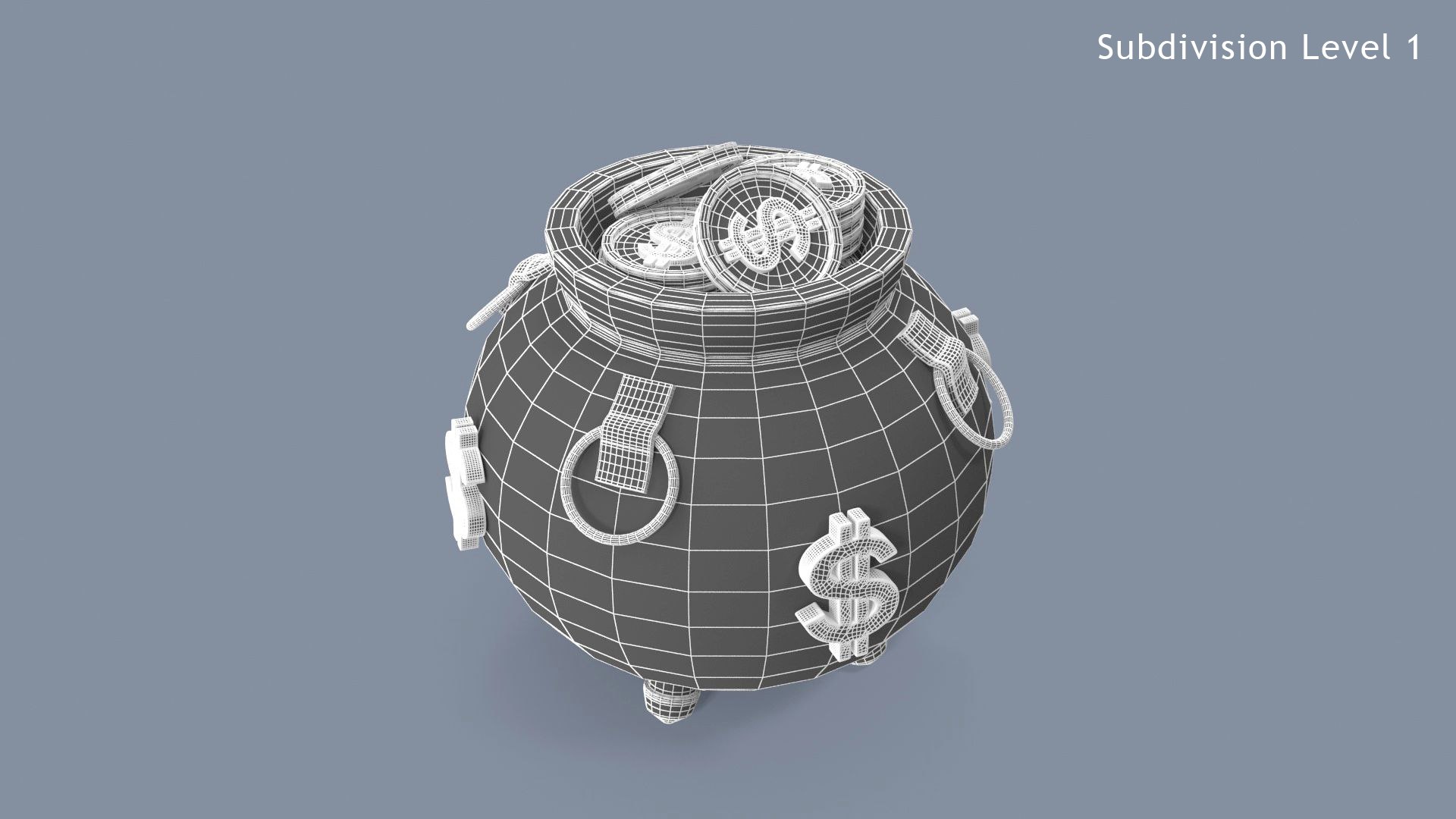 Pot Money Dollar Treasure Pot Full Cash Gold 3D Model - TurboSquid 1956008