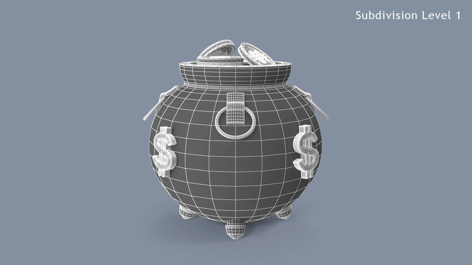 Pot Money Dollar Treasure Pot Full Cash Gold 3D Model - TurboSquid 1956008