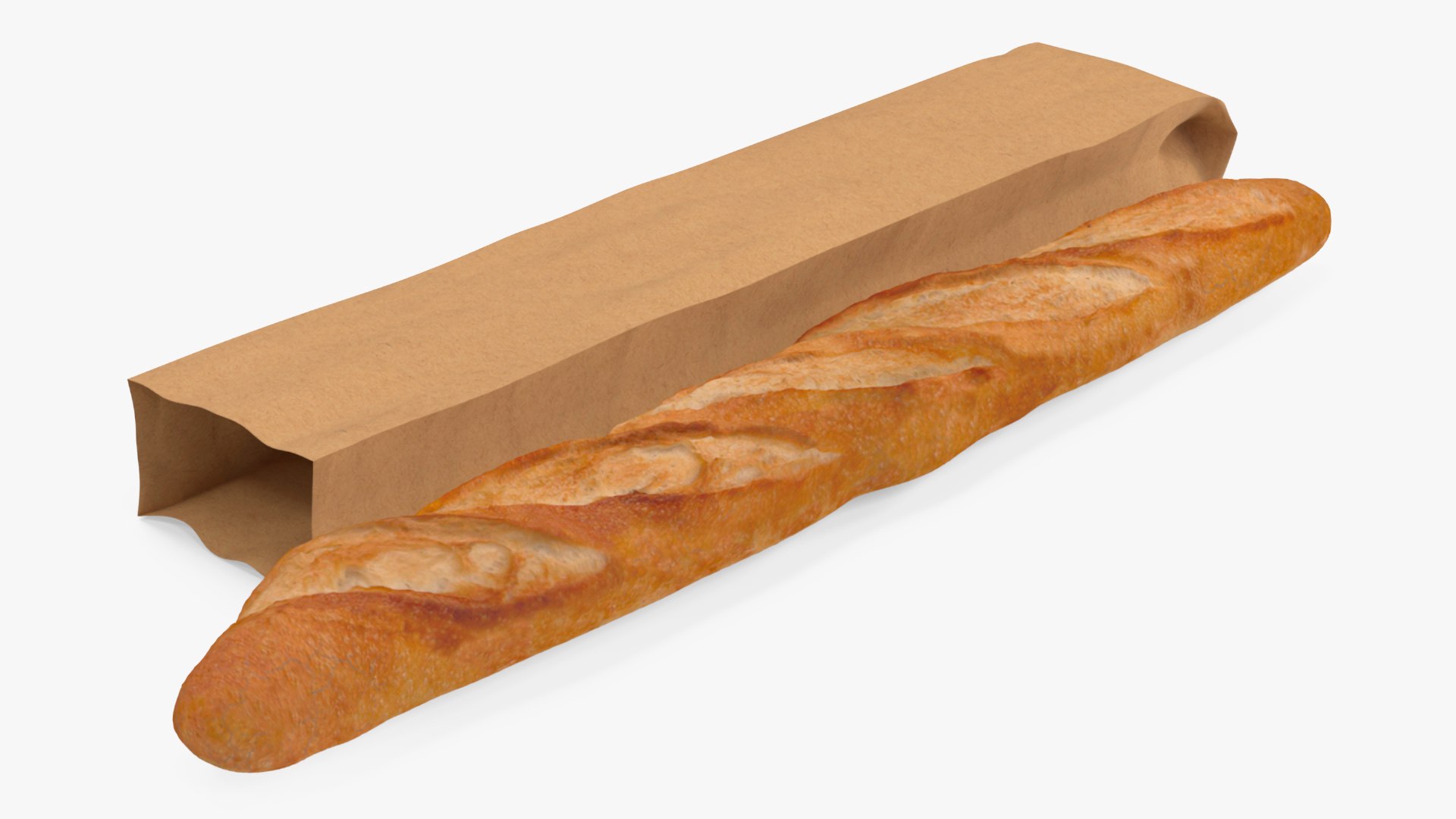 Kraft Paper Bag With Baguette 3D Model - TurboSquid 2228000