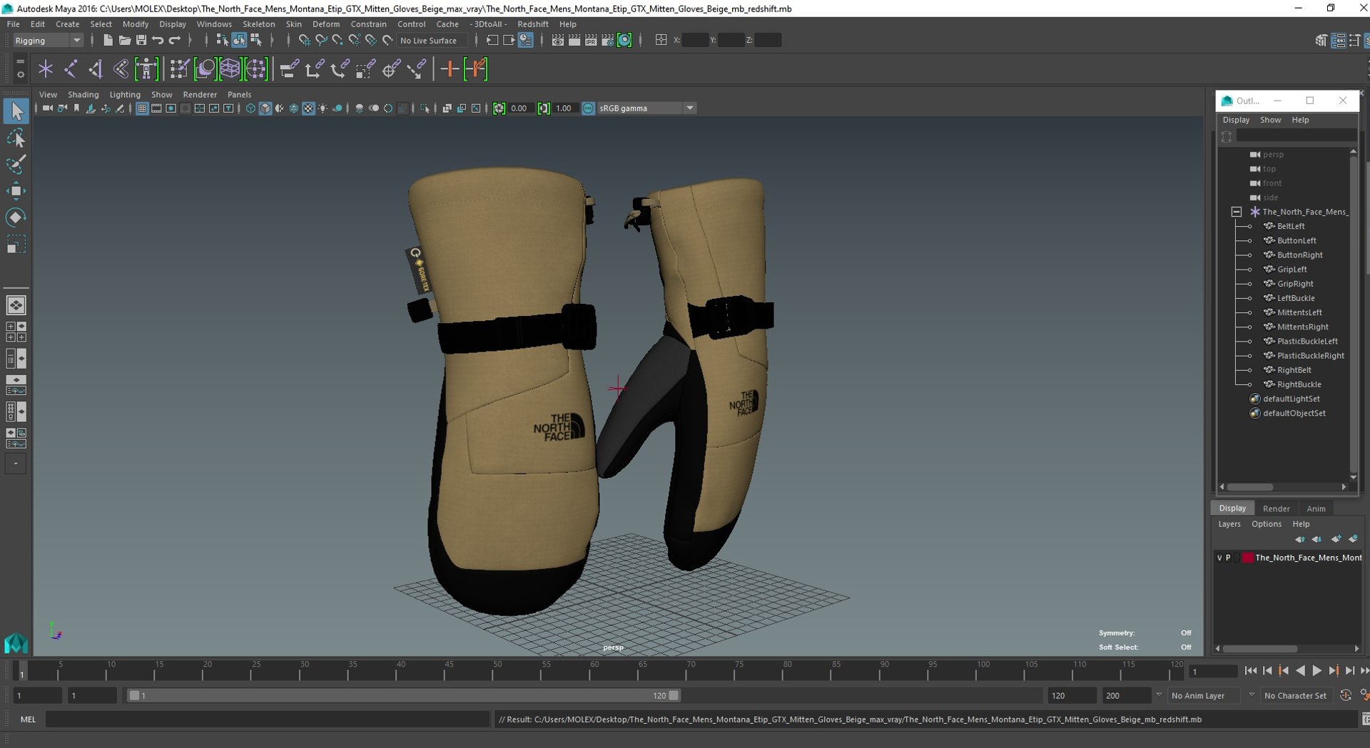 3D model The North Face Mens Montana Etip GTX Mitten Gloves Beige ...