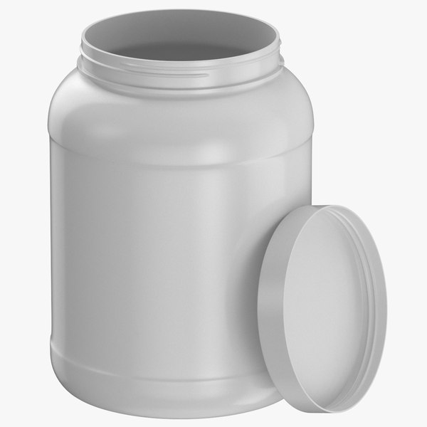 modelo 3d Botella de plástico de boca ancha, 2 galones, blanca, abierta ...