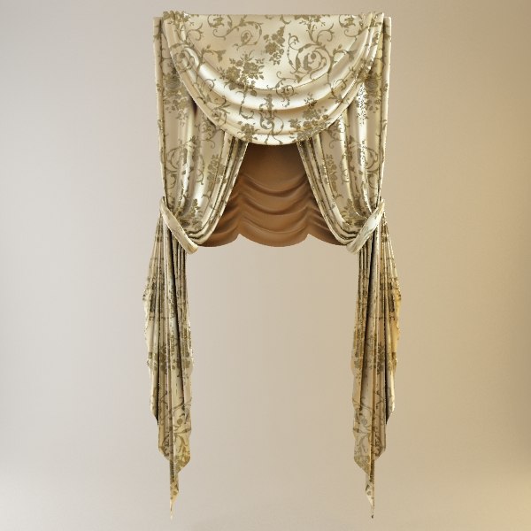 3d model curtain jabot