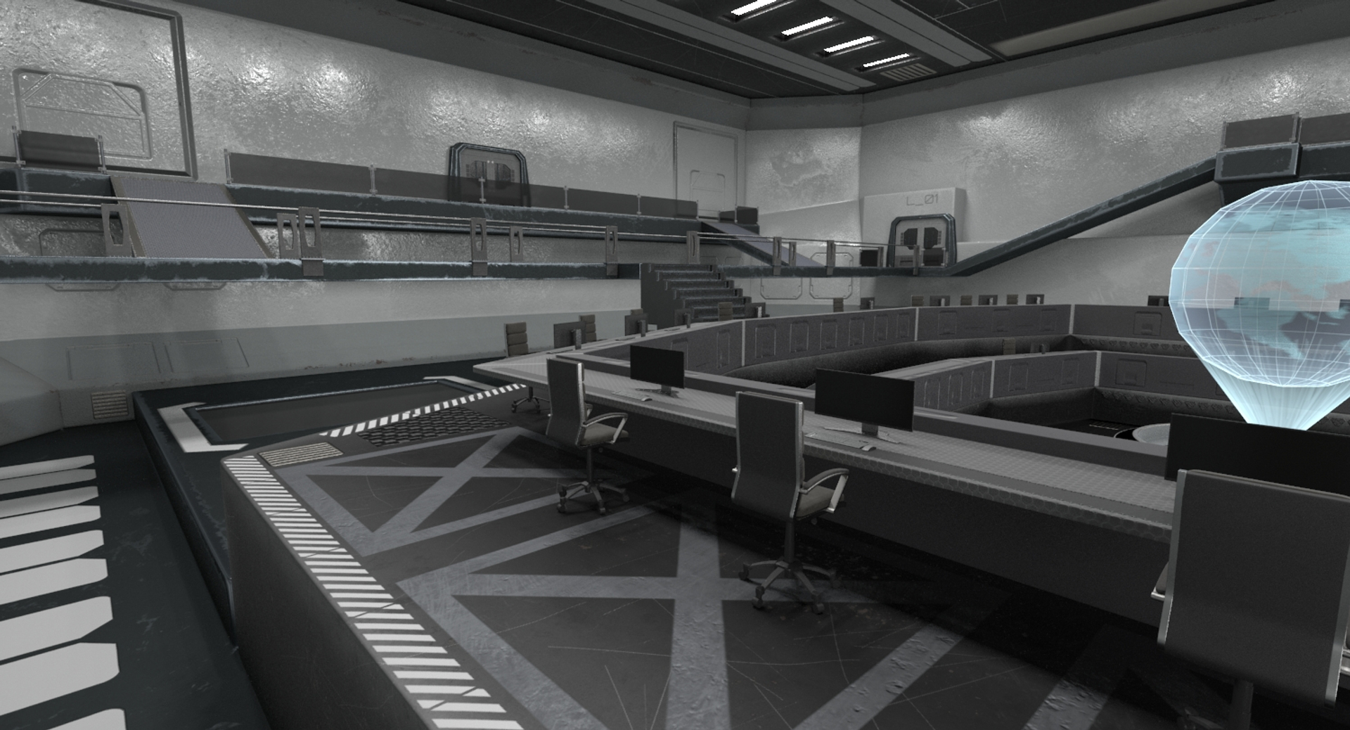 Futuristic control room 3D model - TurboSquid 1347720