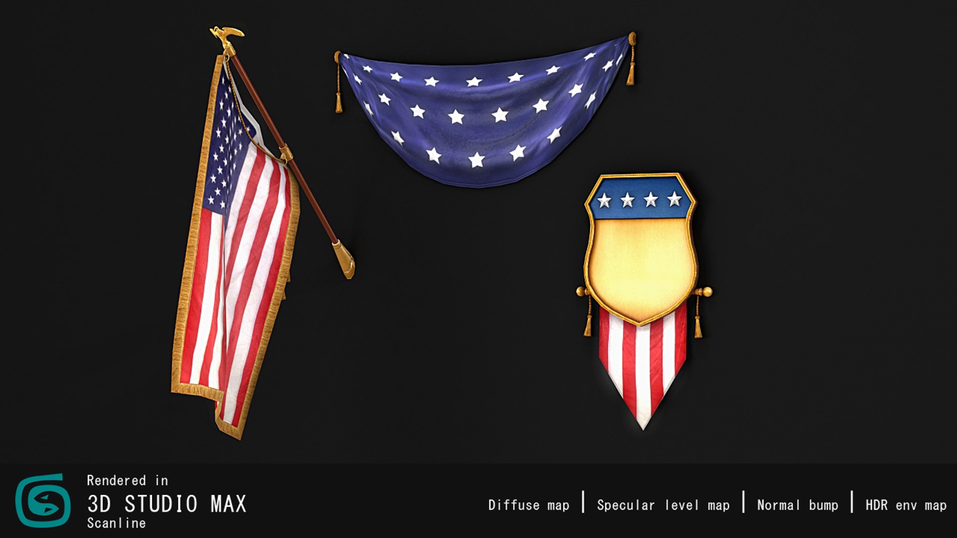 American Flags Pack 3D Model - TurboSquid 1206157