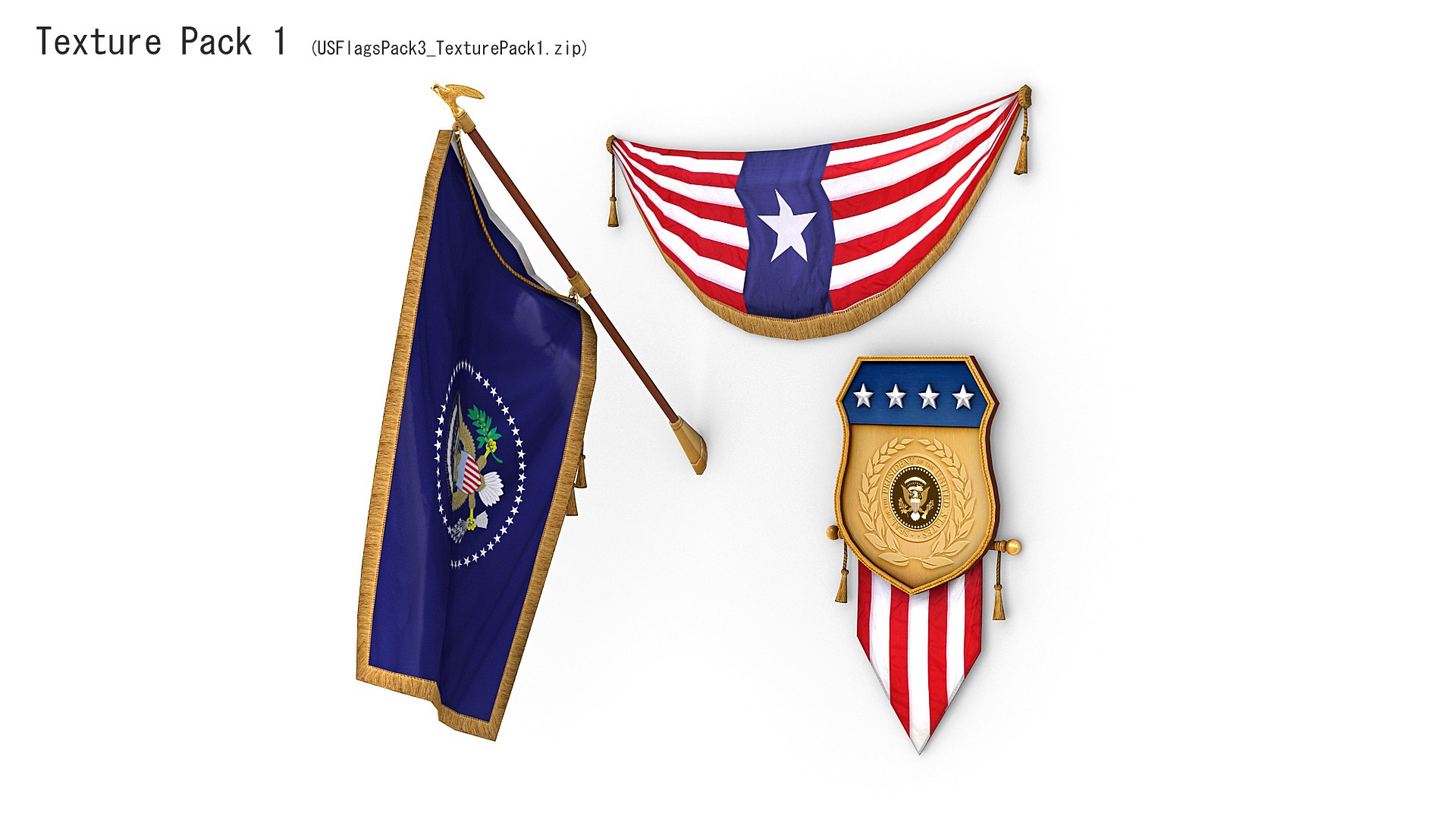 American Flags Pack 3D Model - TurboSquid 1206157