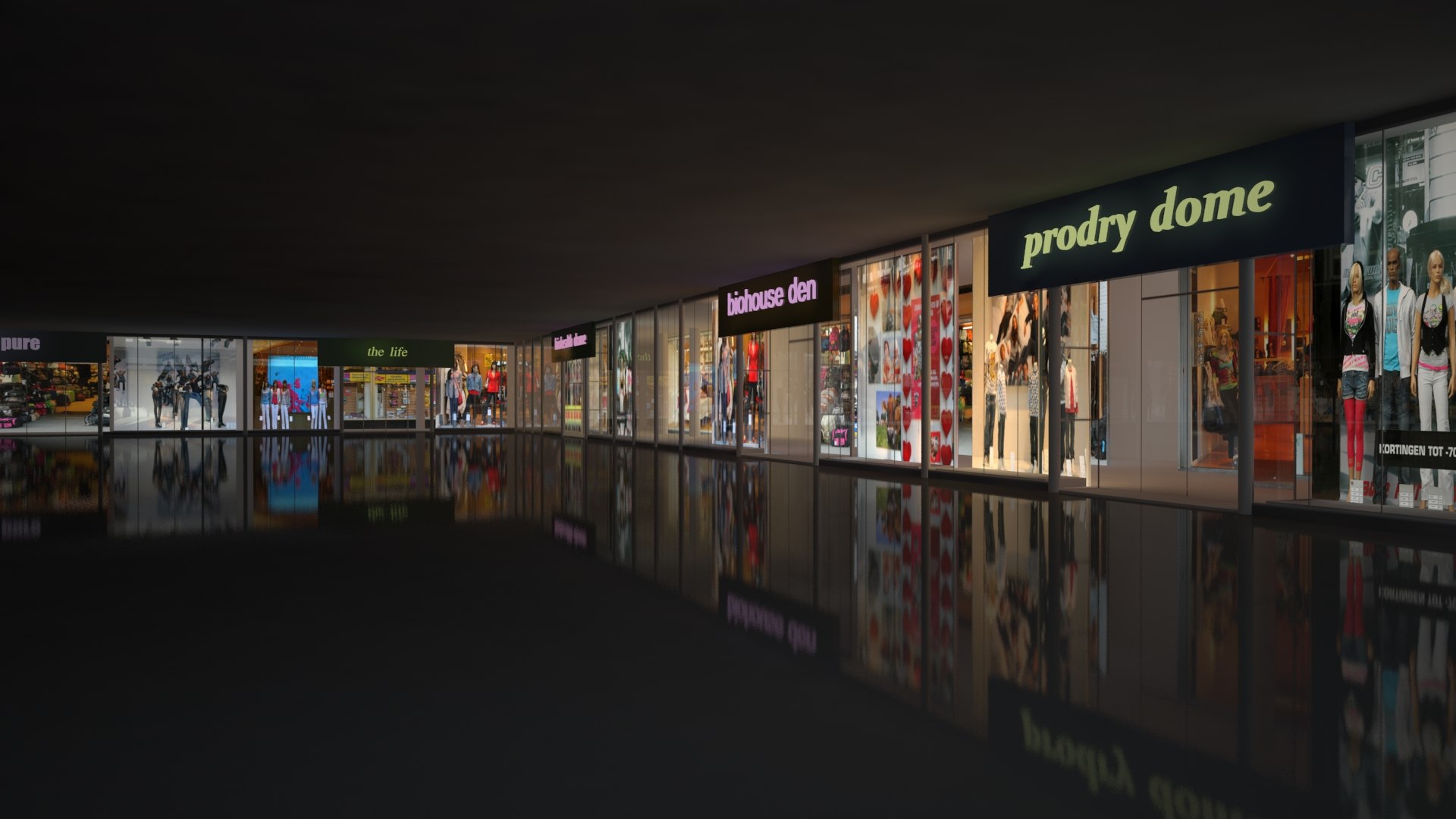 3d Retail Shops Gallery Model