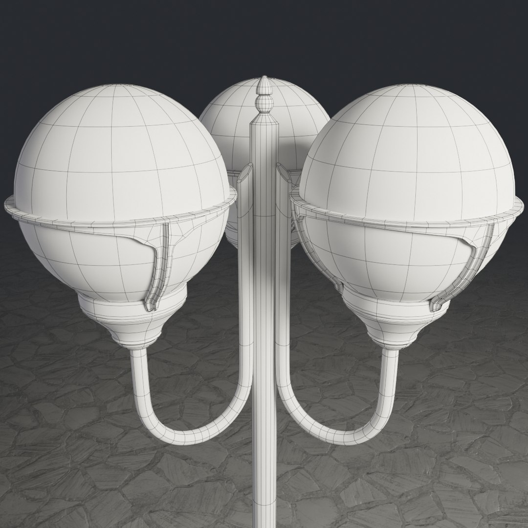 Spheric Street Lamp with triple stand 3D model - TurboSquid 1943200