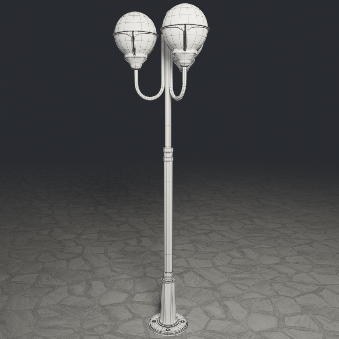 Spheric Street Lamp with triple stand 3D model - TurboSquid 1943200