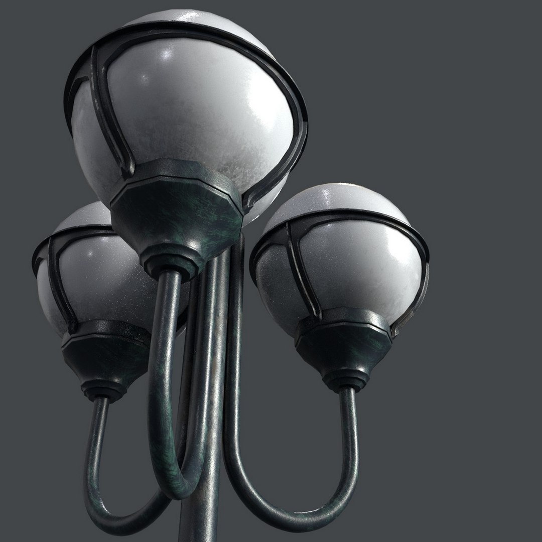 Spheric Street Lamp with triple stand 3D model - TurboSquid 1943200
