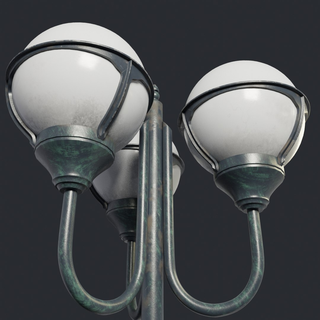Spheric Street Lamp with triple stand 3D model - TurboSquid 1943200