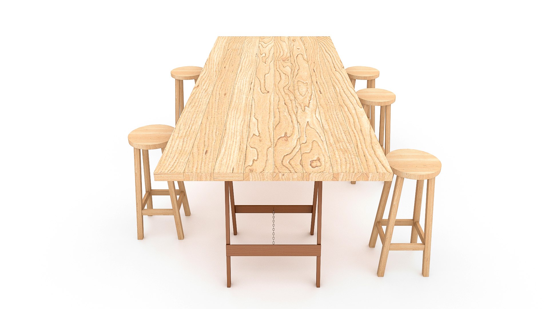 3D Table And Stools Model - TurboSquid 2091187