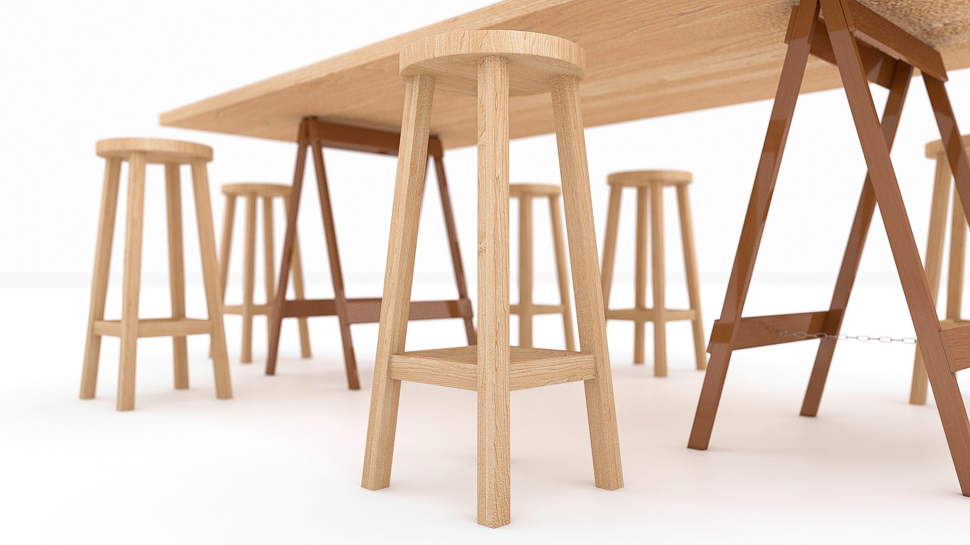 3D Table And Stools Model - TurboSquid 2091187