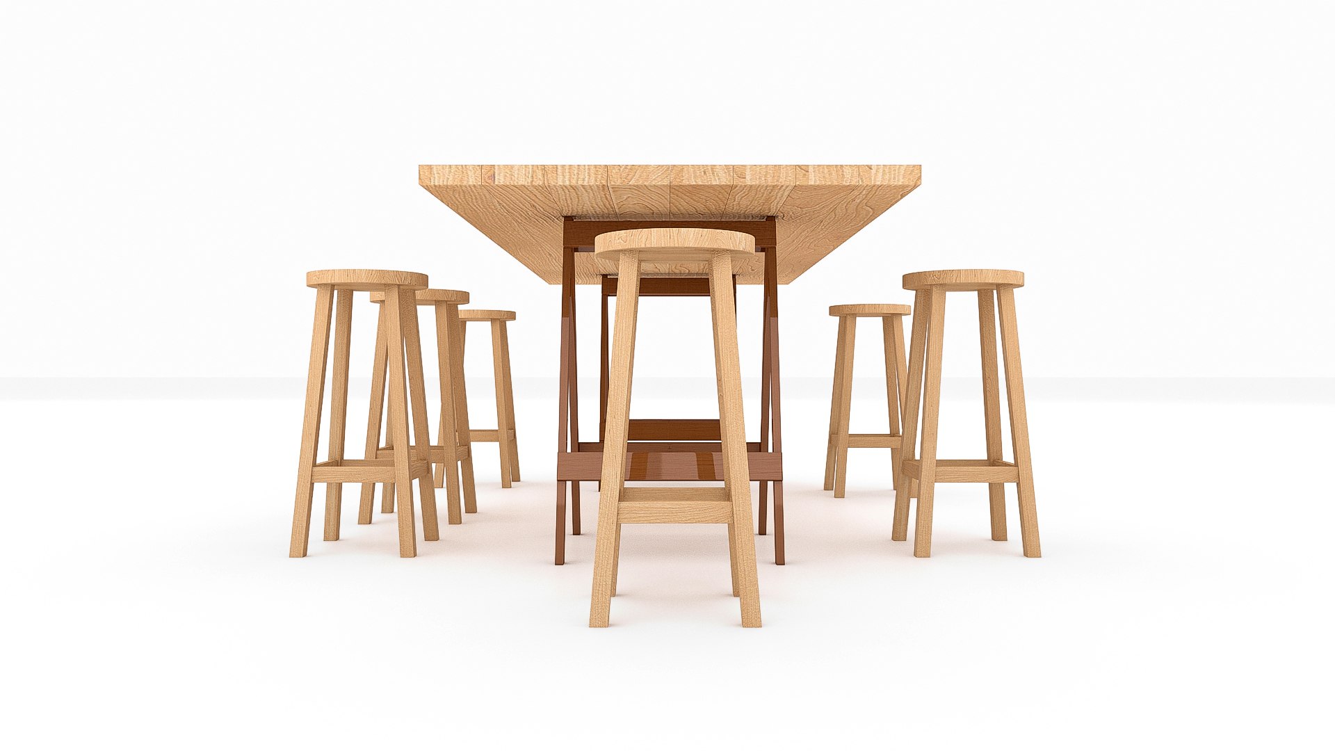 3D Table And Stools Model - TurboSquid 2091187