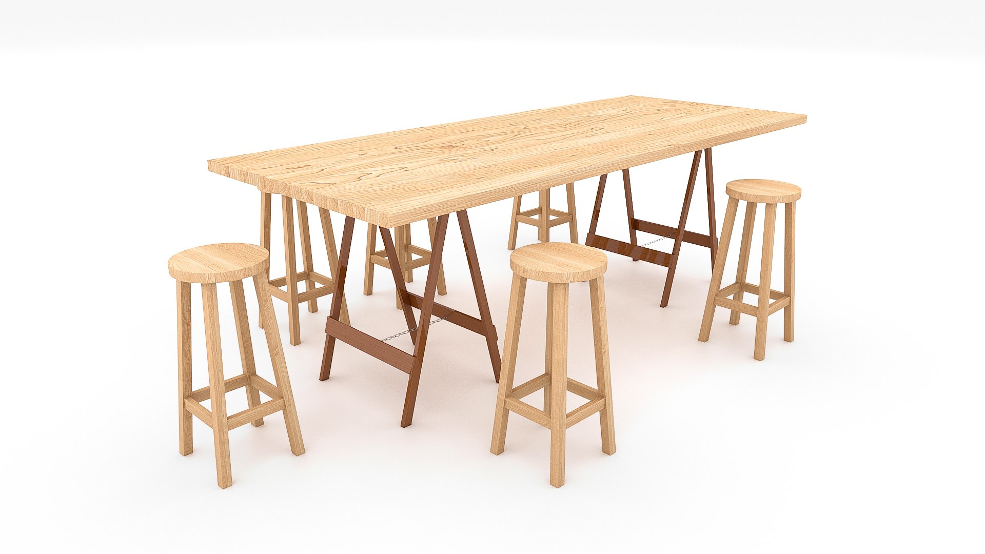 3D Table And Stools Model - TurboSquid 2091187