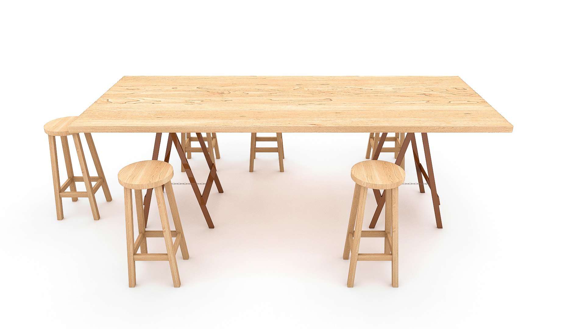3D Table And Stools Model - TurboSquid 2091187