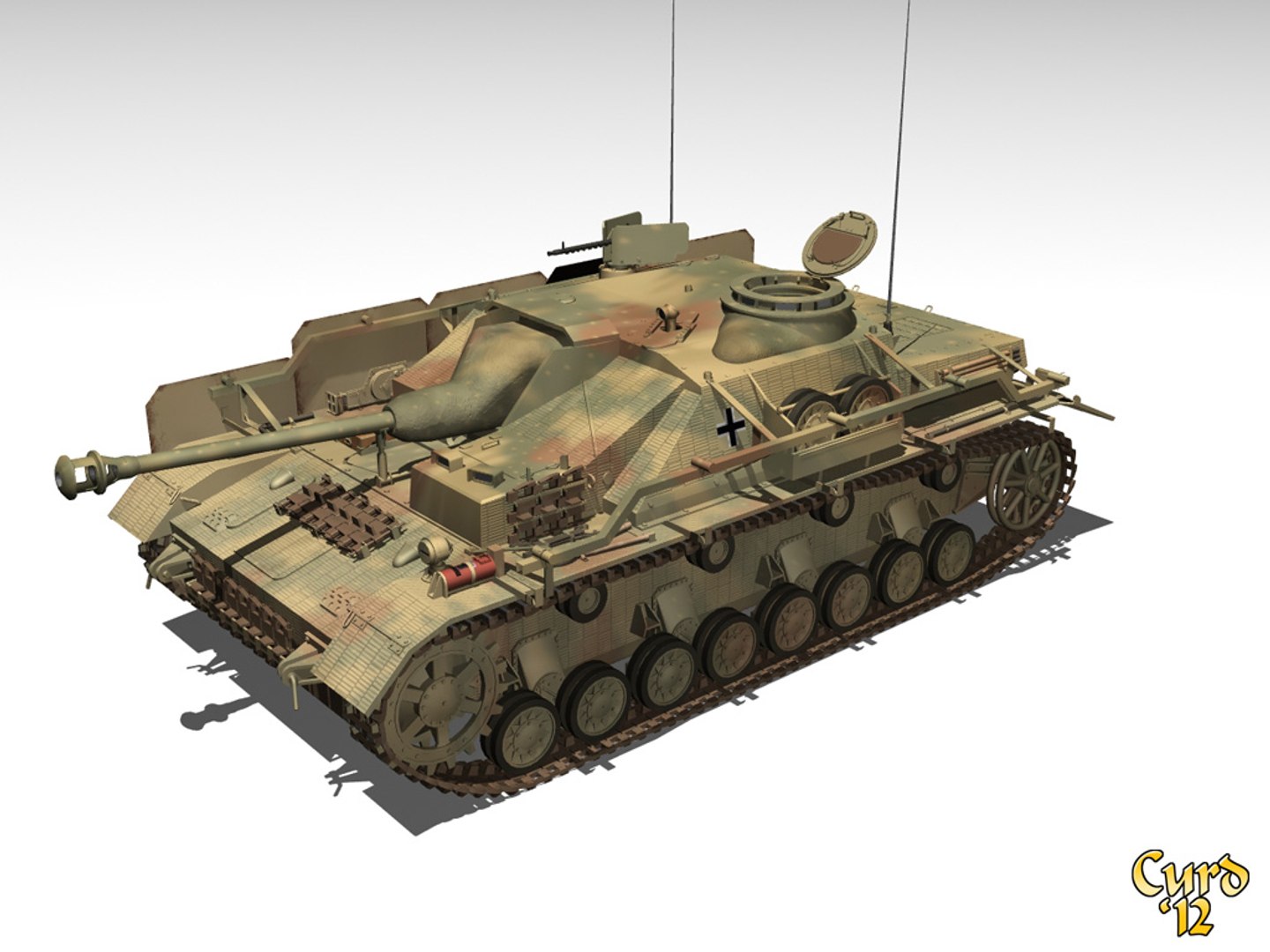3d Stug Iv Gun Model