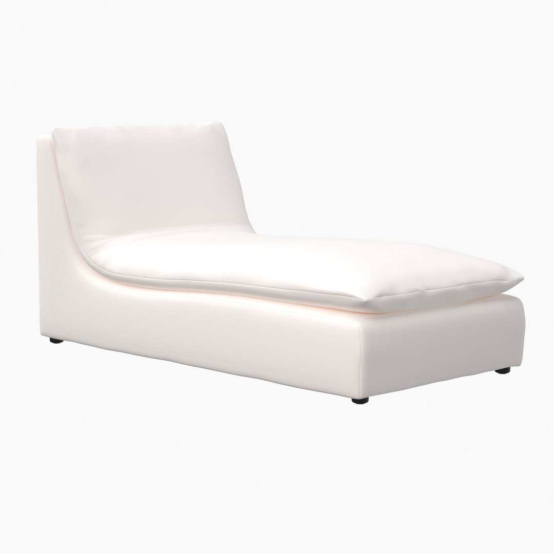 3D Turn Ivory Chaise Lounge model - TurboSquid 2088348