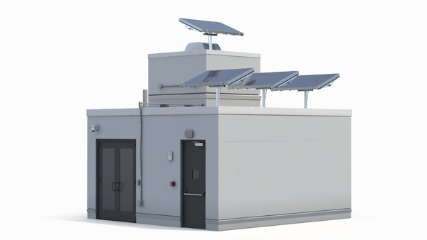 Solarnachführpaneel-Anlage auf einem Industriedach 3D-Modell ...