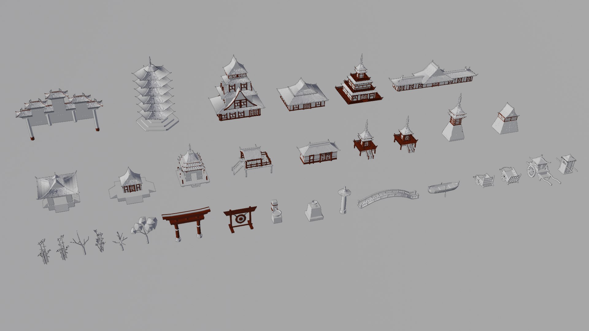 3D Pack low poly chinese - TurboSquid 1940025