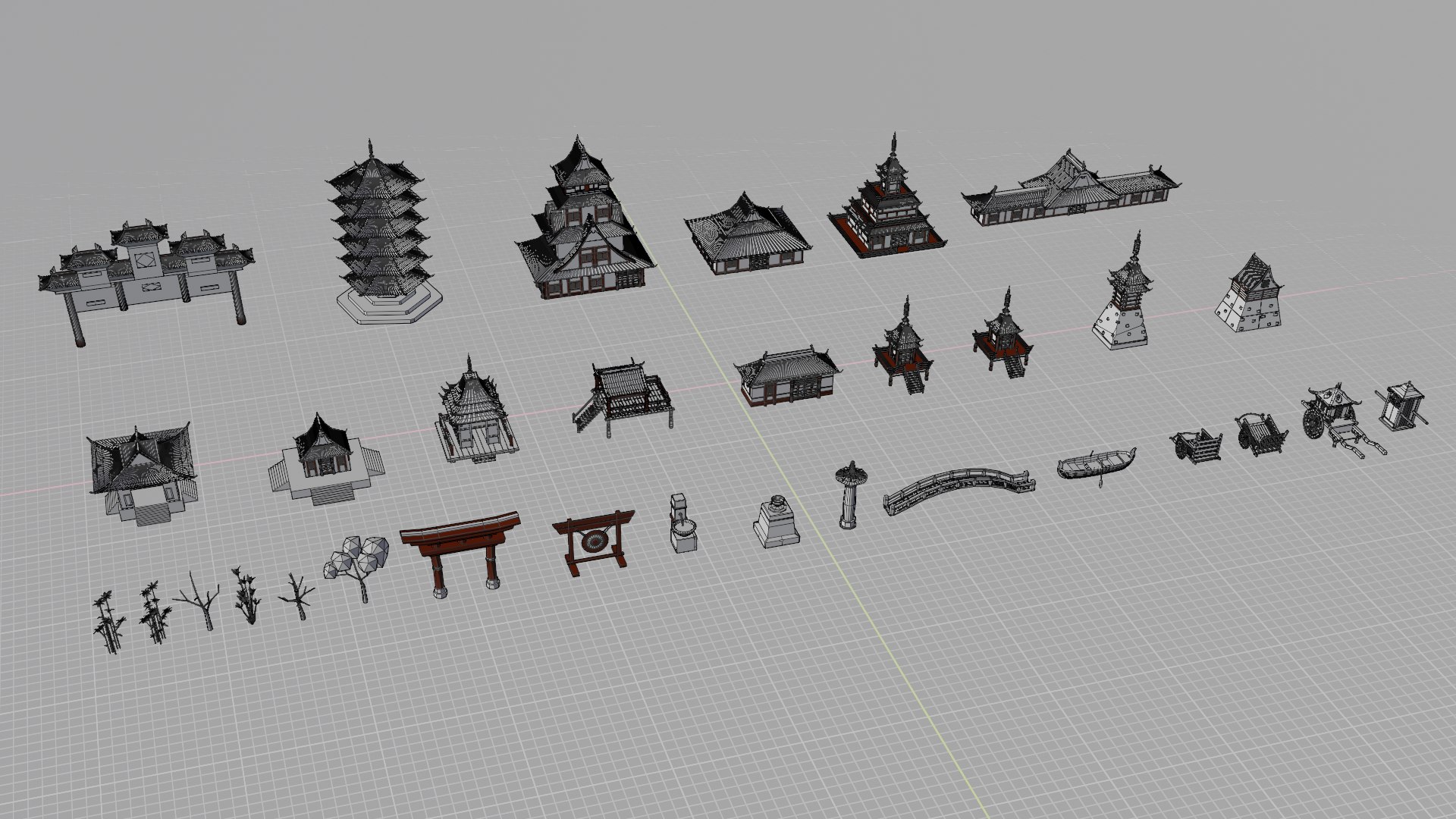 3D Pack low poly chinese - TurboSquid 1940025