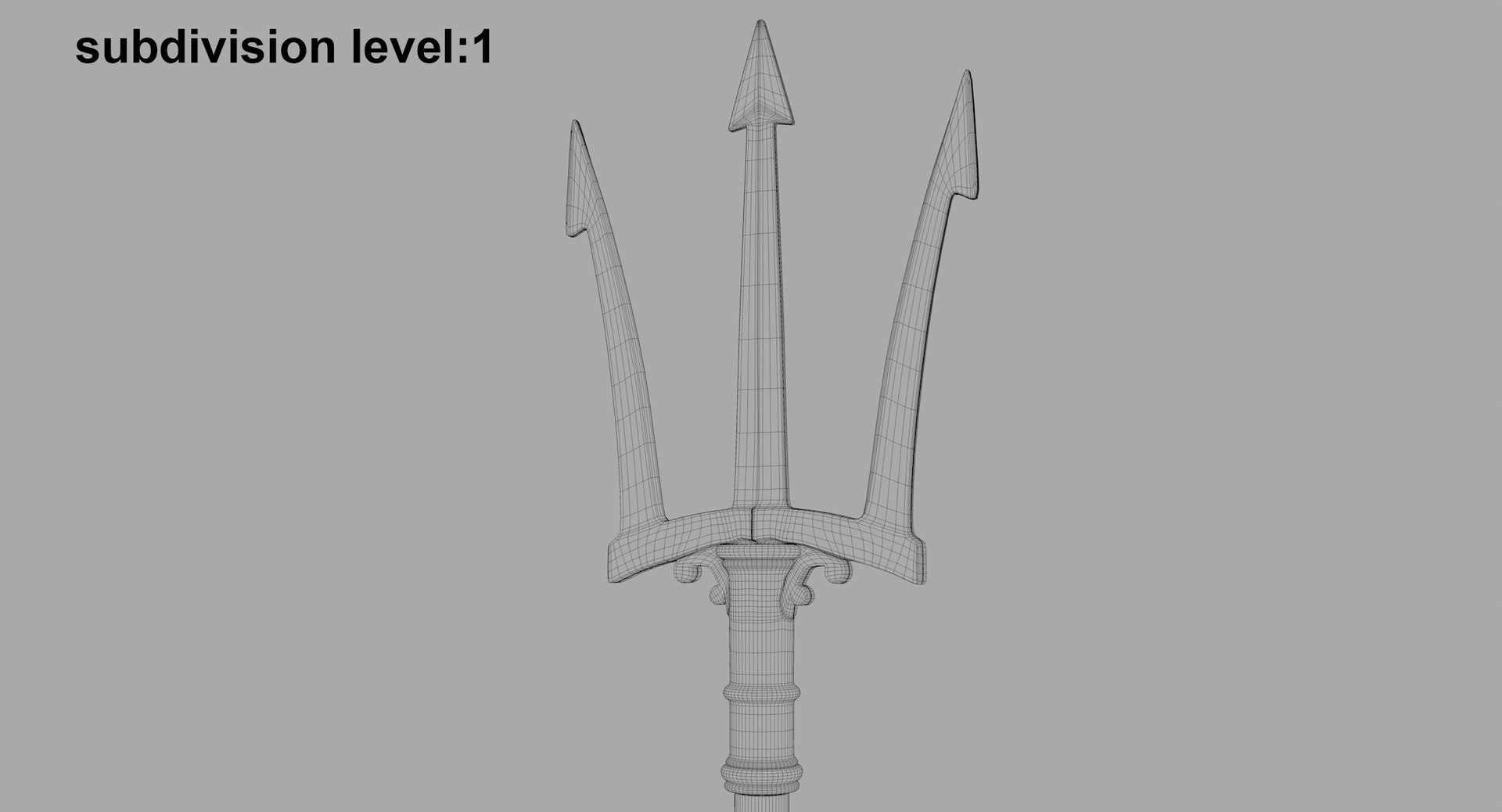 3d Aged Ruined Trident Model