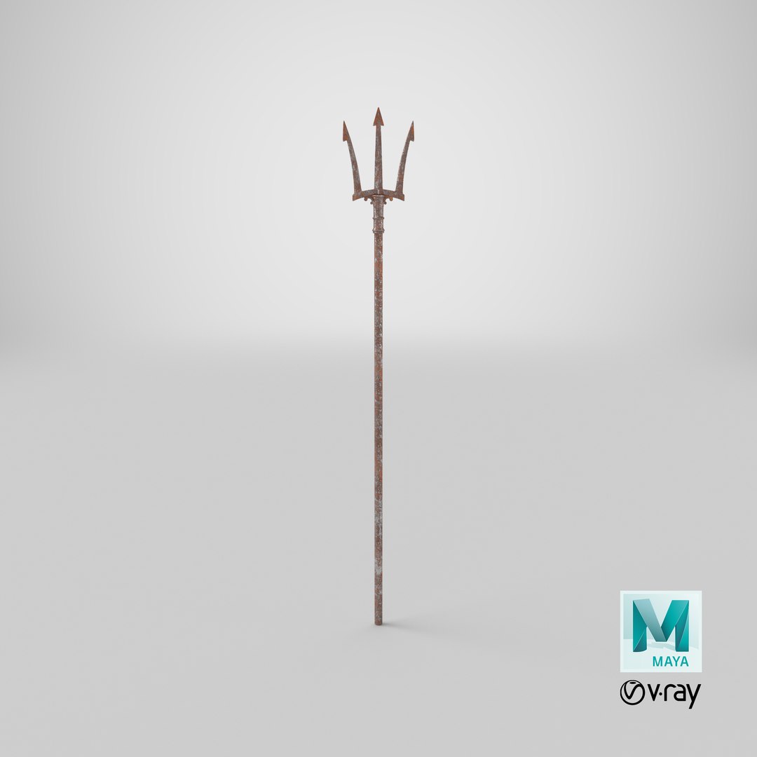 3d aged ruined trident model