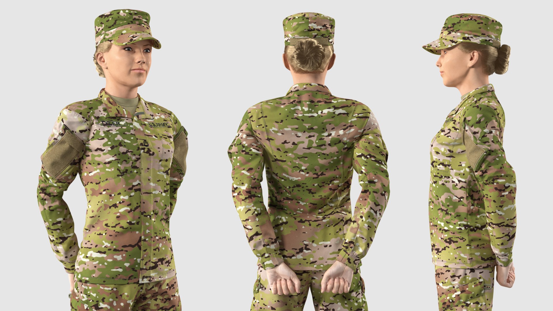 3D Female Soldier Camo Standing Model - TurboSquid 1687418