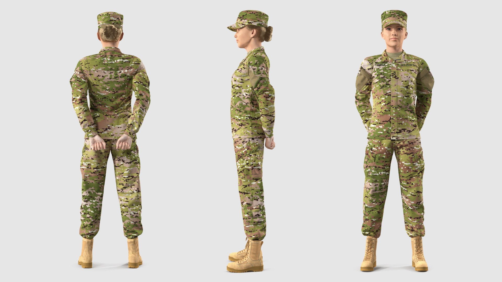 3D Female Soldier Camo Standing Model - TurboSquid 1687418