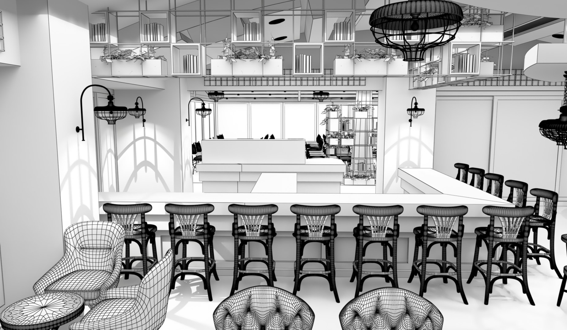 Cafe Interior 3d Model