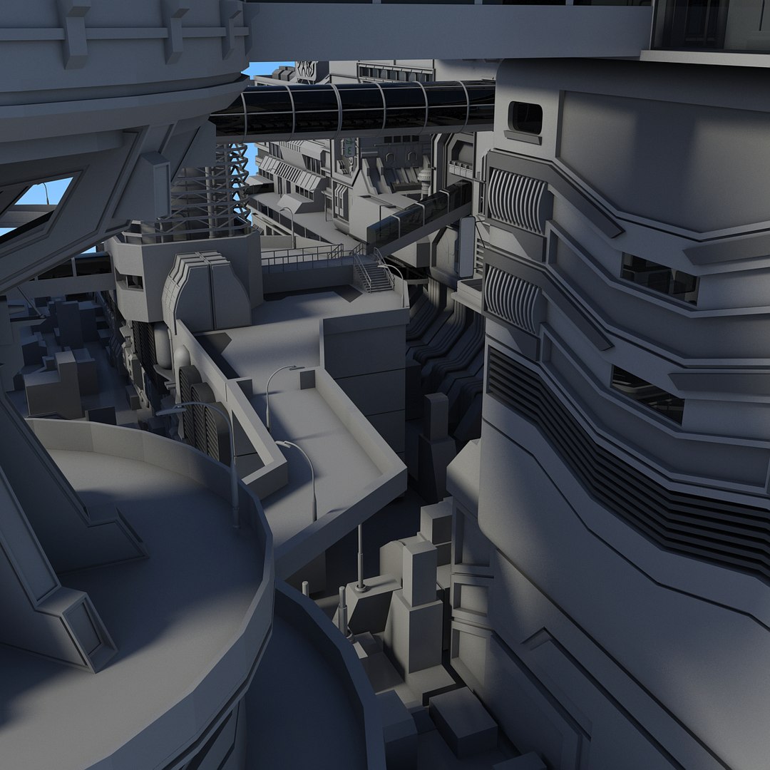 3d block futuristic city