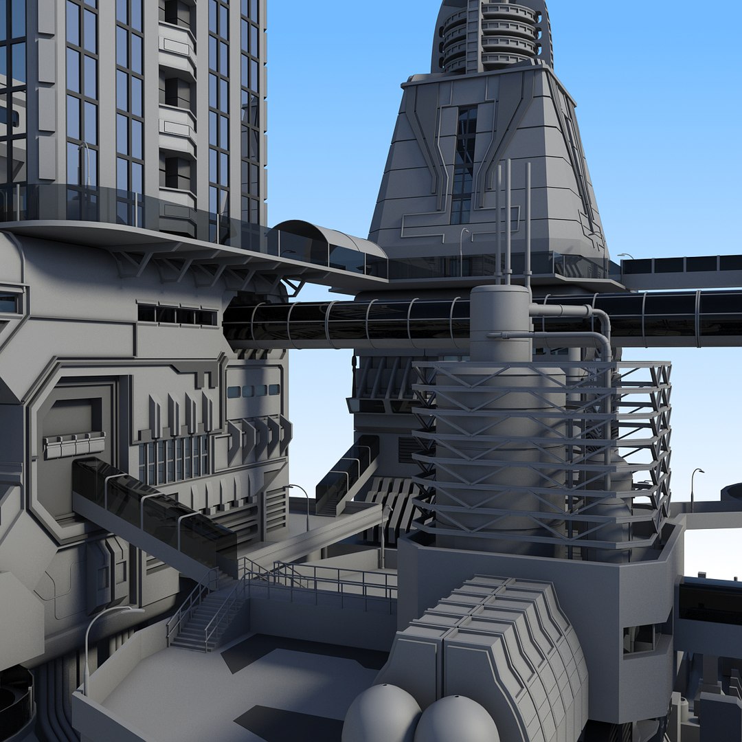 3d block futuristic city