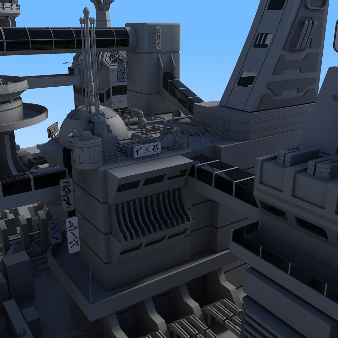 3d block futuristic city