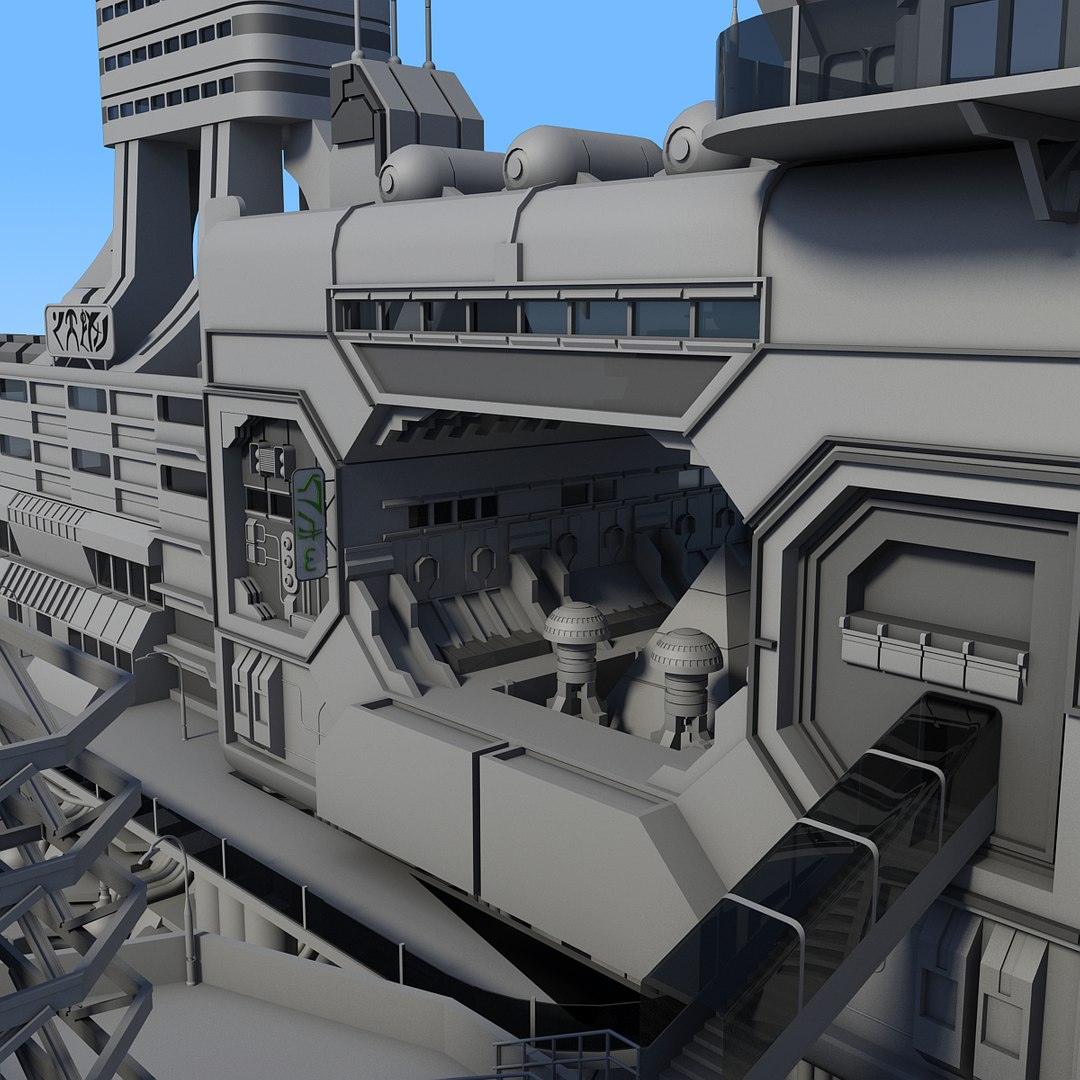 3d block futuristic city