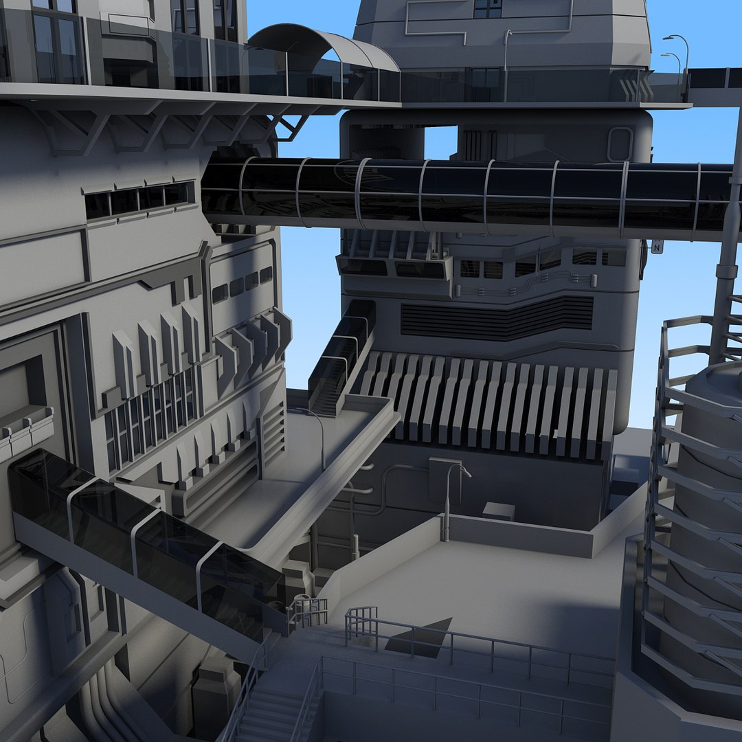 3d block futuristic city