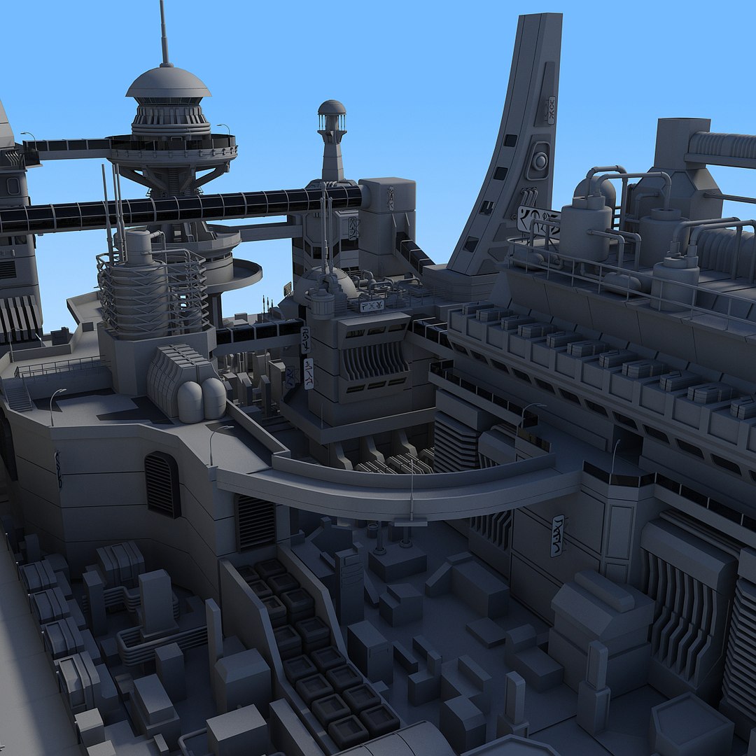 3d block futuristic city