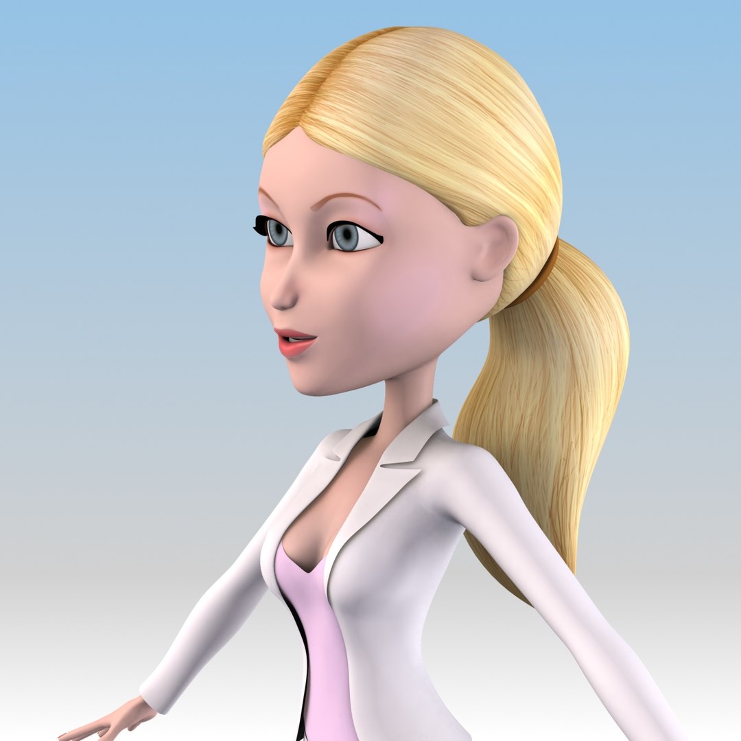 3d model blond business woman cartoon