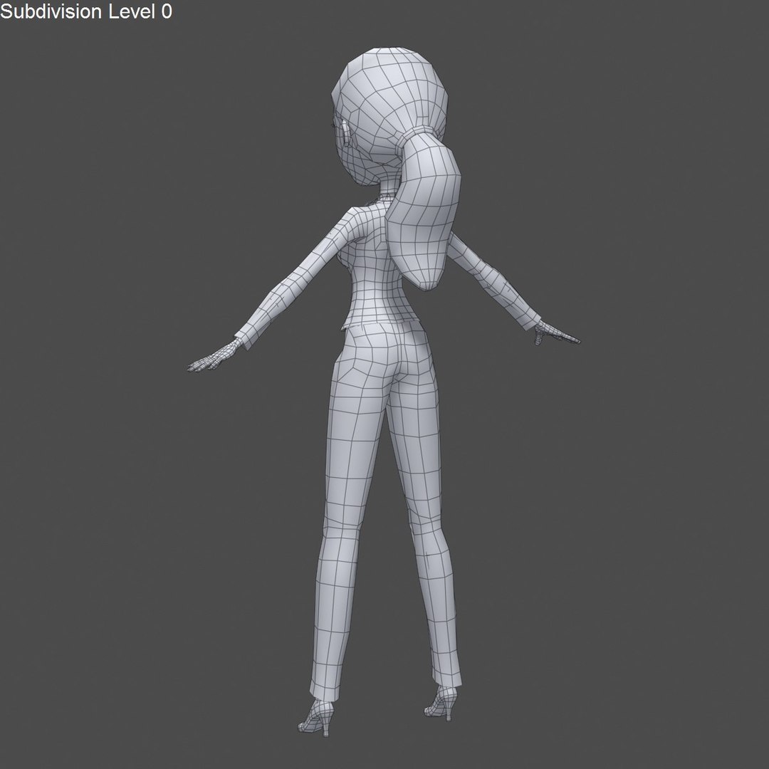 3d model blond business woman cartoon