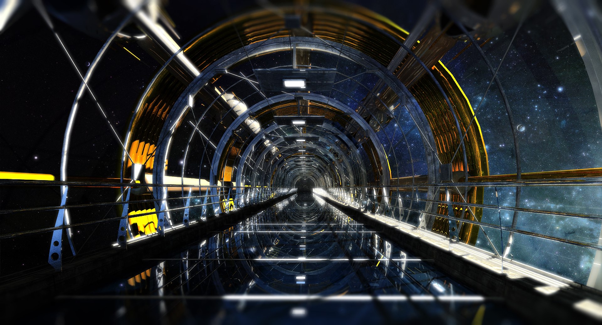 3ds Max Space Tunnel Structures