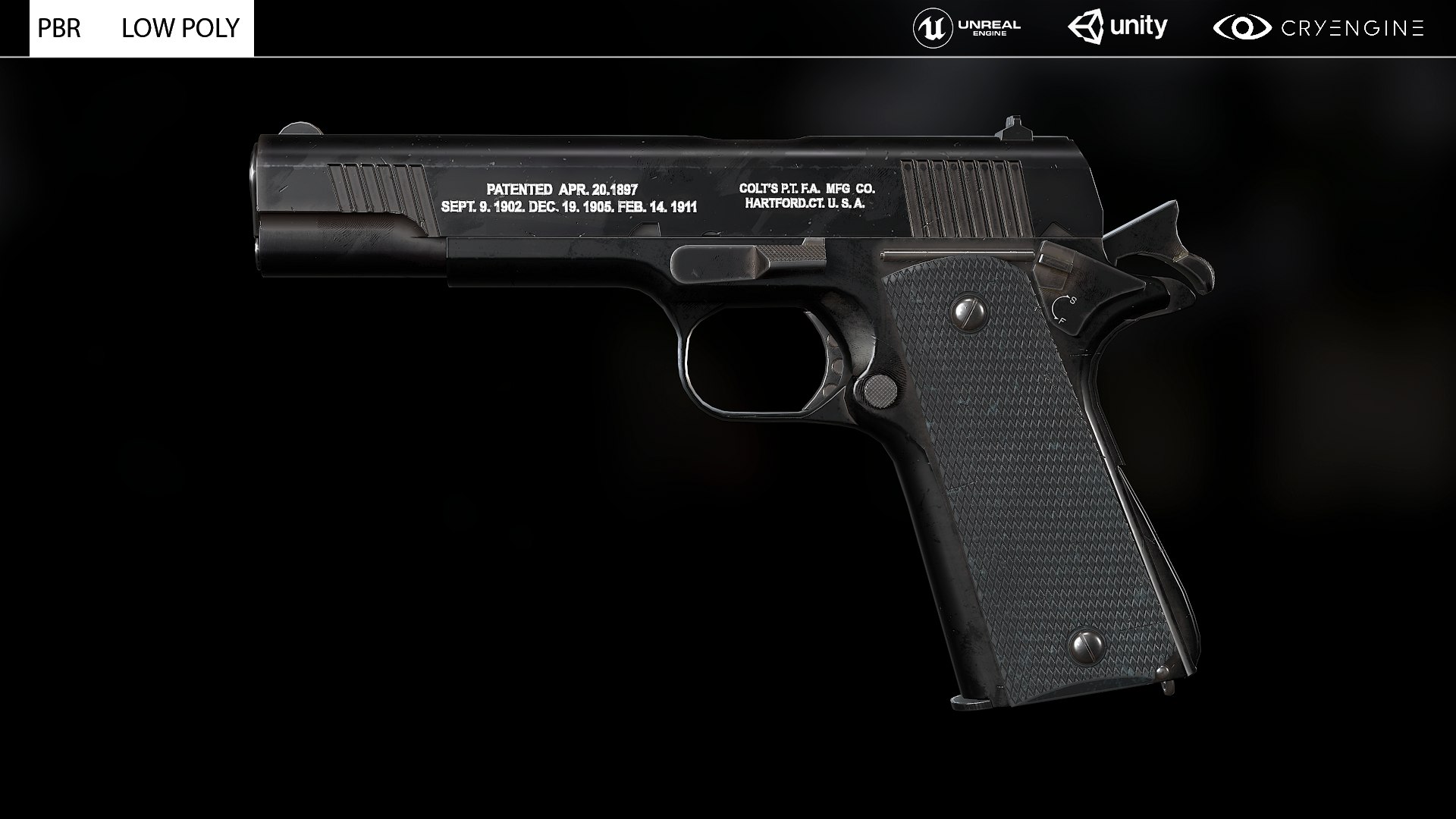3D 1911 Colt Pbr Ready Model - TurboSquid 1539776