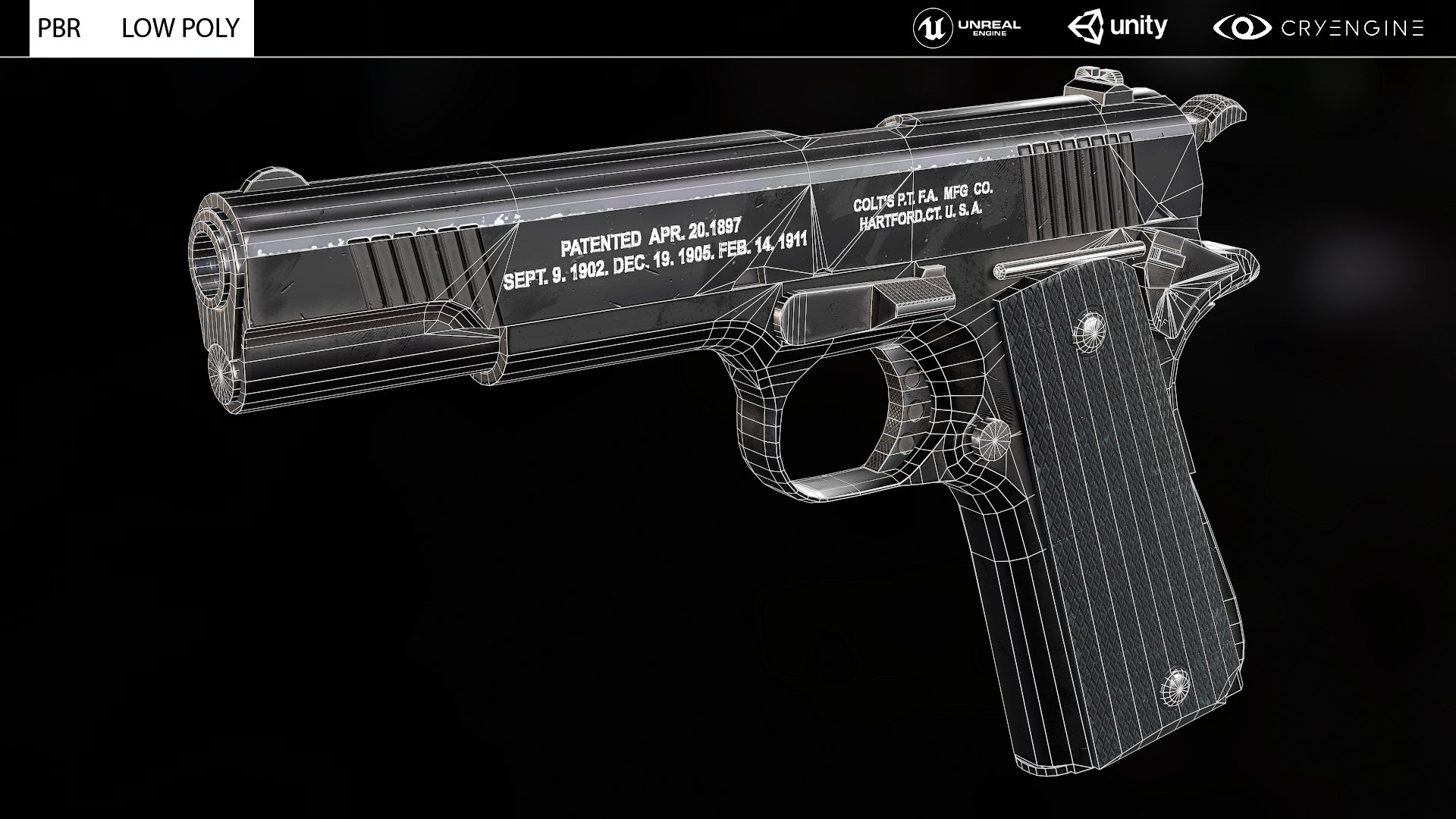 3D 1911 Colt Pbr Ready Model - TurboSquid 1539776