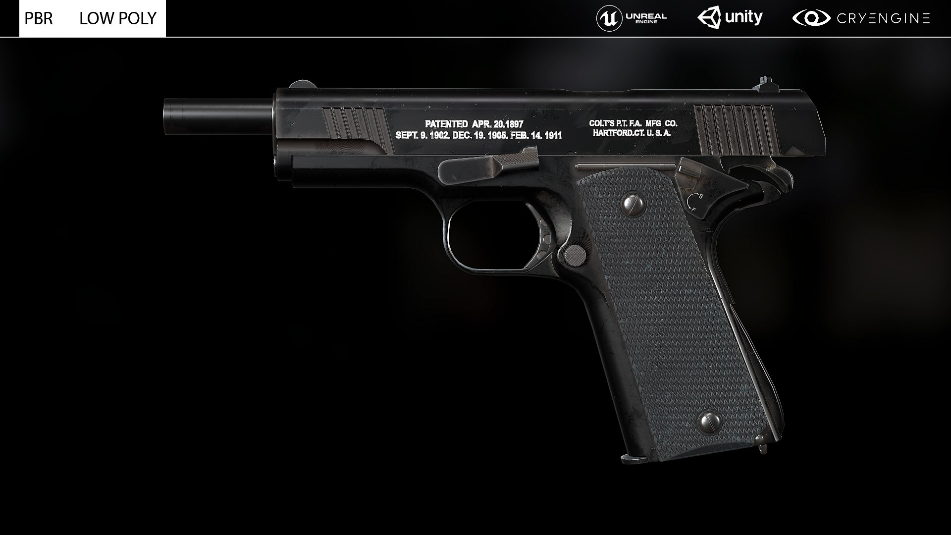 3D 1911 Colt Pbr Ready Model - TurboSquid 1539776