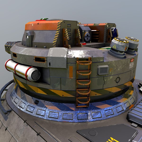 low-poly heavy plasma turret 3d model