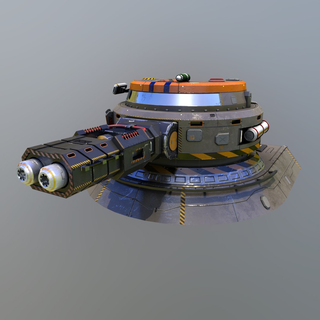 low-poly heavy plasma turret 3d model
