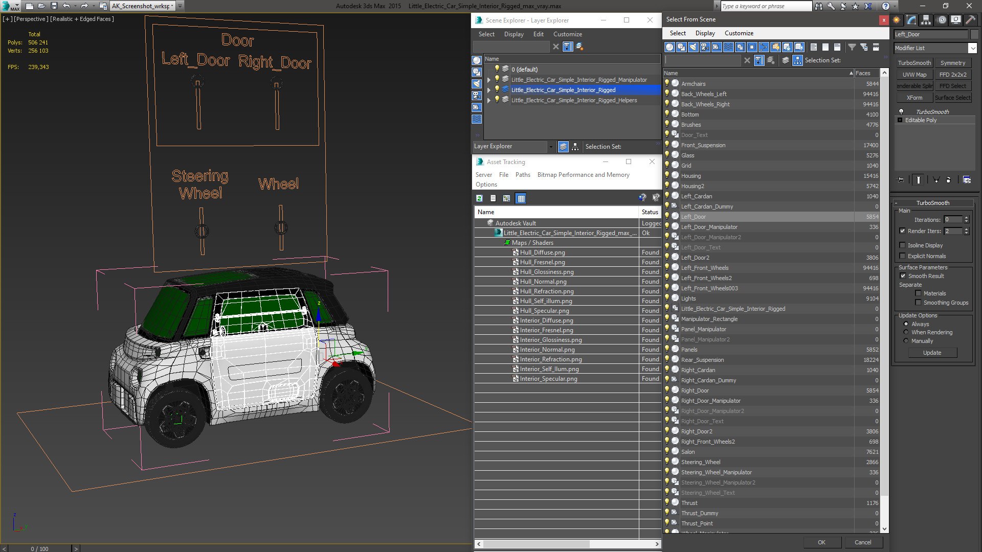 3D Little Electric Car Simple Interior Rigged Model - TurboSquid 2094466