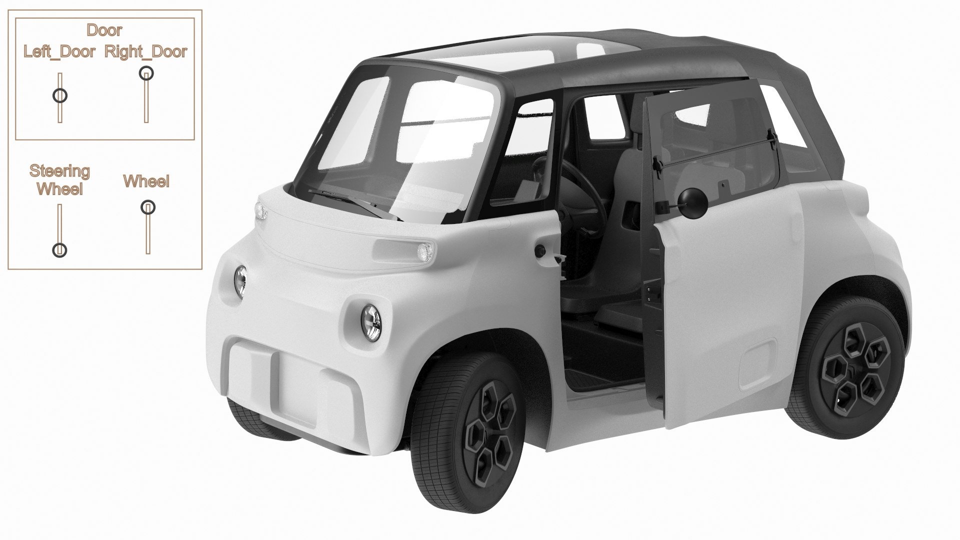 3D Little Electric Car Simple Interior Rigged Model - TurboSquid 2094466