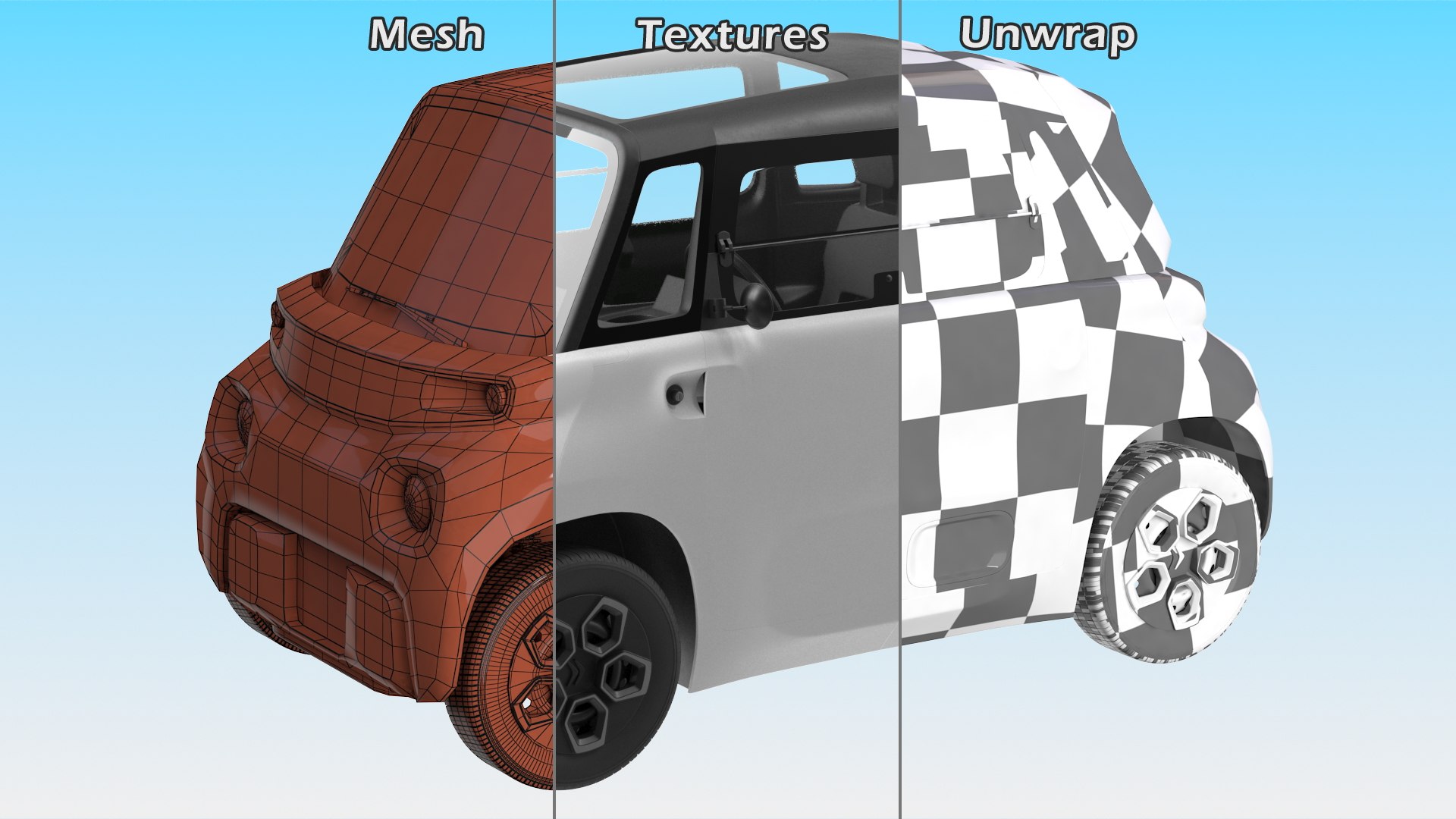 3D Little Electric Car Simple Interior Rigged Model - TurboSquid 2094466