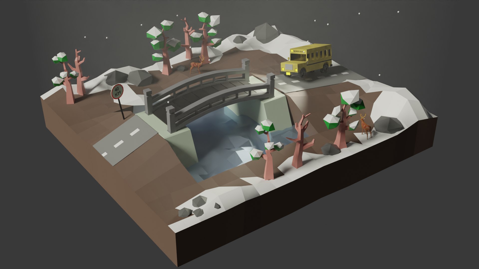 3D Diorama Bus Model - TurboSquid 1721933